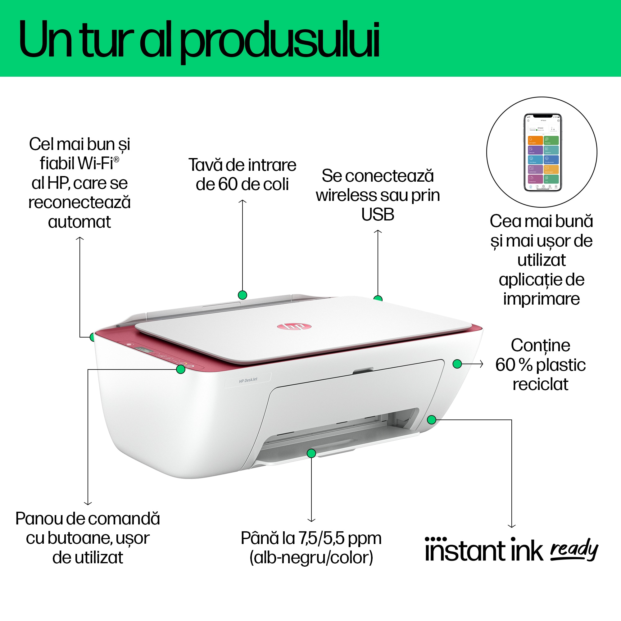 Multifunctional HP DeskJet 2823e All-in-One, Color, Imprimare, copiere ...