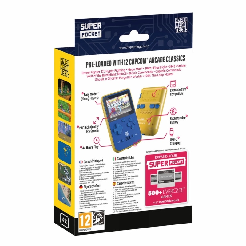 Hyper Mega Tech, Retro Gaming, Hordozható játékkonzol, 2.8″ IPS, Capcom ...