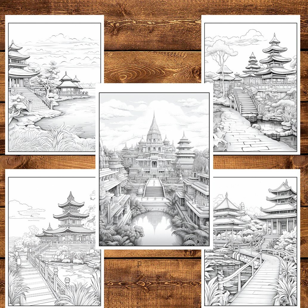 Carte de colorat pentru relaxare si antistres, 50 de ilustratii, Bali ...