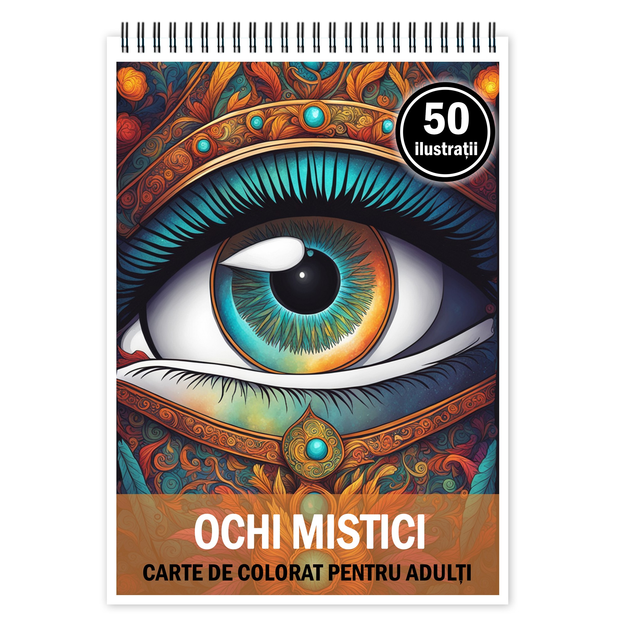 Carte de colorat pentru relaxare si antistres, 50 de ilustratii, Ochi ...