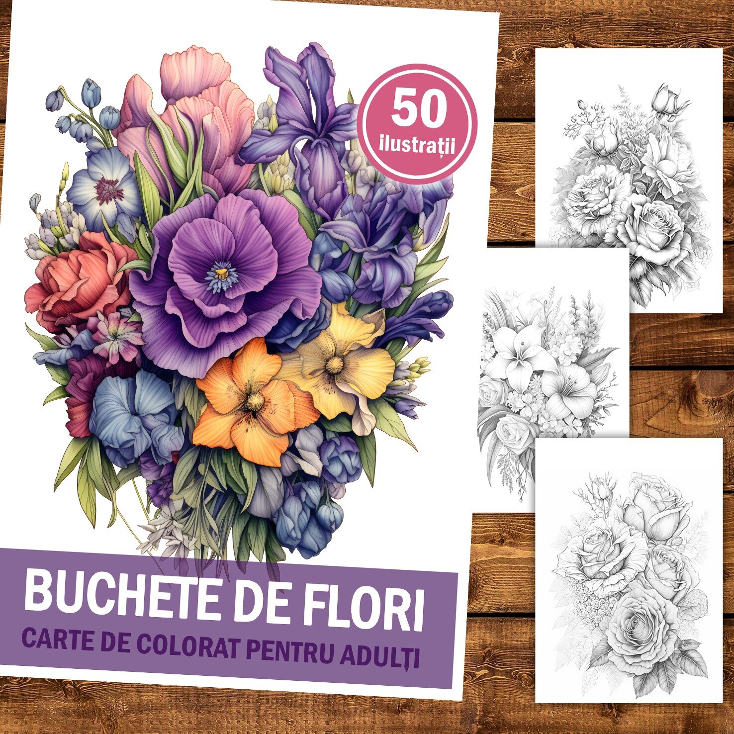 Carte de colorat pentru relaxare si antistres, 50 de ilustratii ...