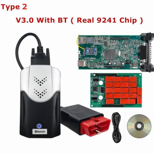 Уред за диагностика, универсален, DS Type 2 V3.0, NEC, OBD2, червен ...