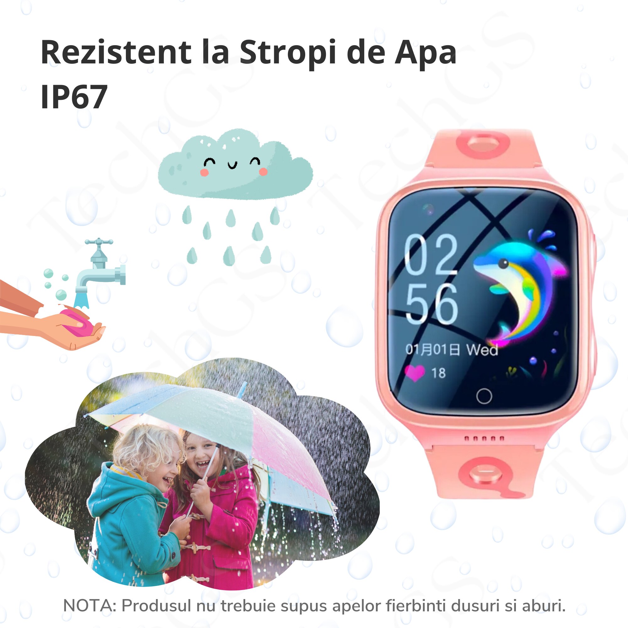 Ceas Smartwatch Copii, KidLife TechGS®, 4G cu GPS, 1.4 inch ...