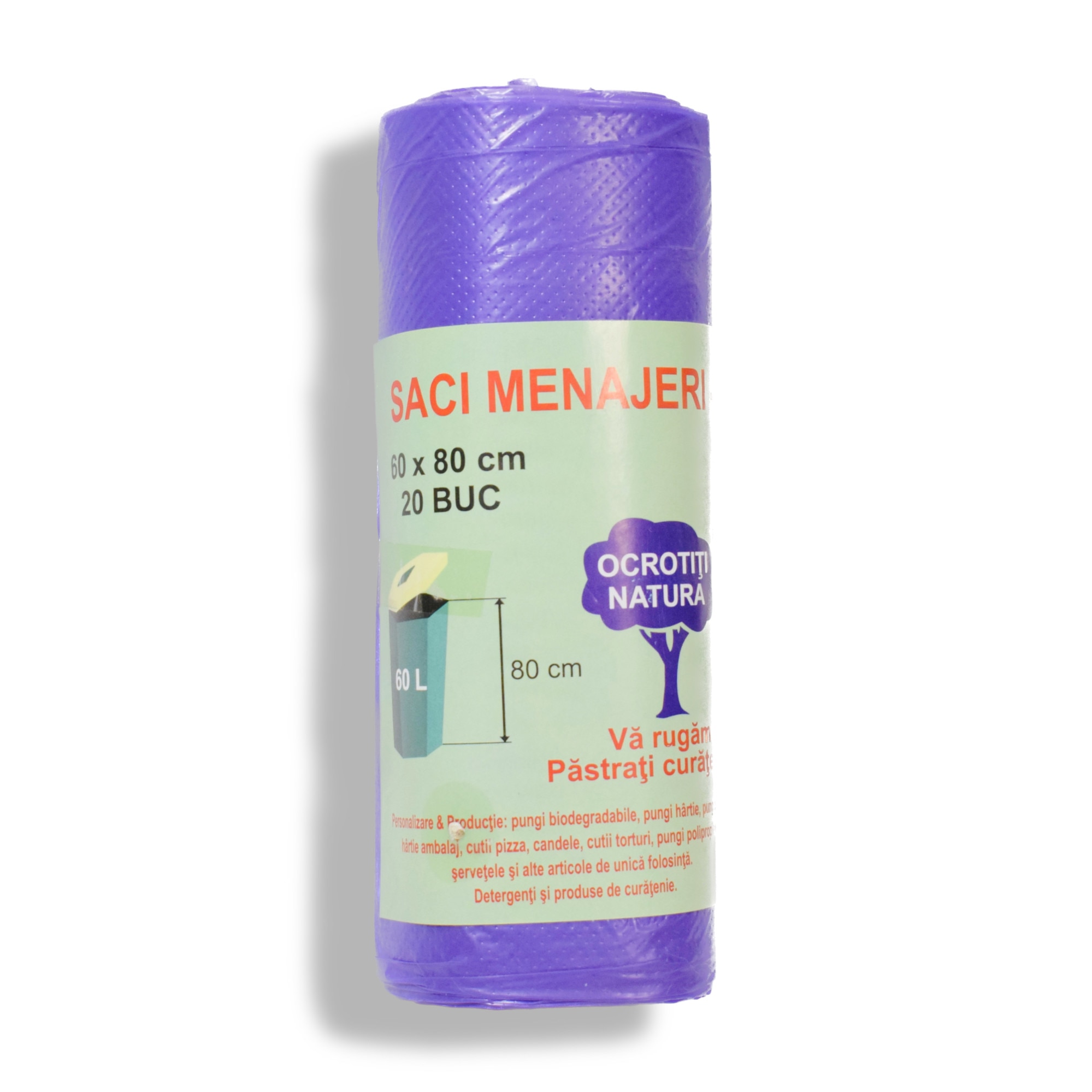 Saci menajeri / gunoi colorati DCA ambalaje, 60 x 80 cm, 60l, 20 buc ...