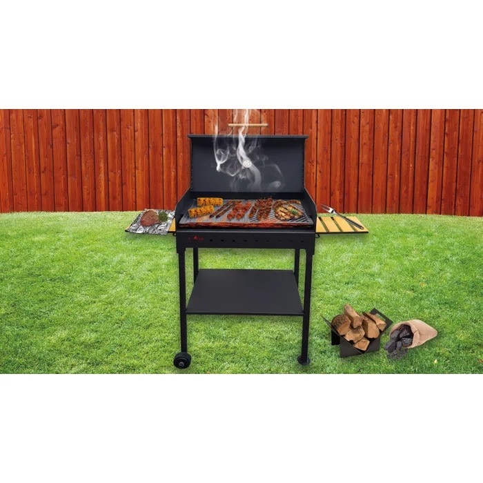 Gratar de gradina, cu carbuni, Premium, material fonta si capac ...