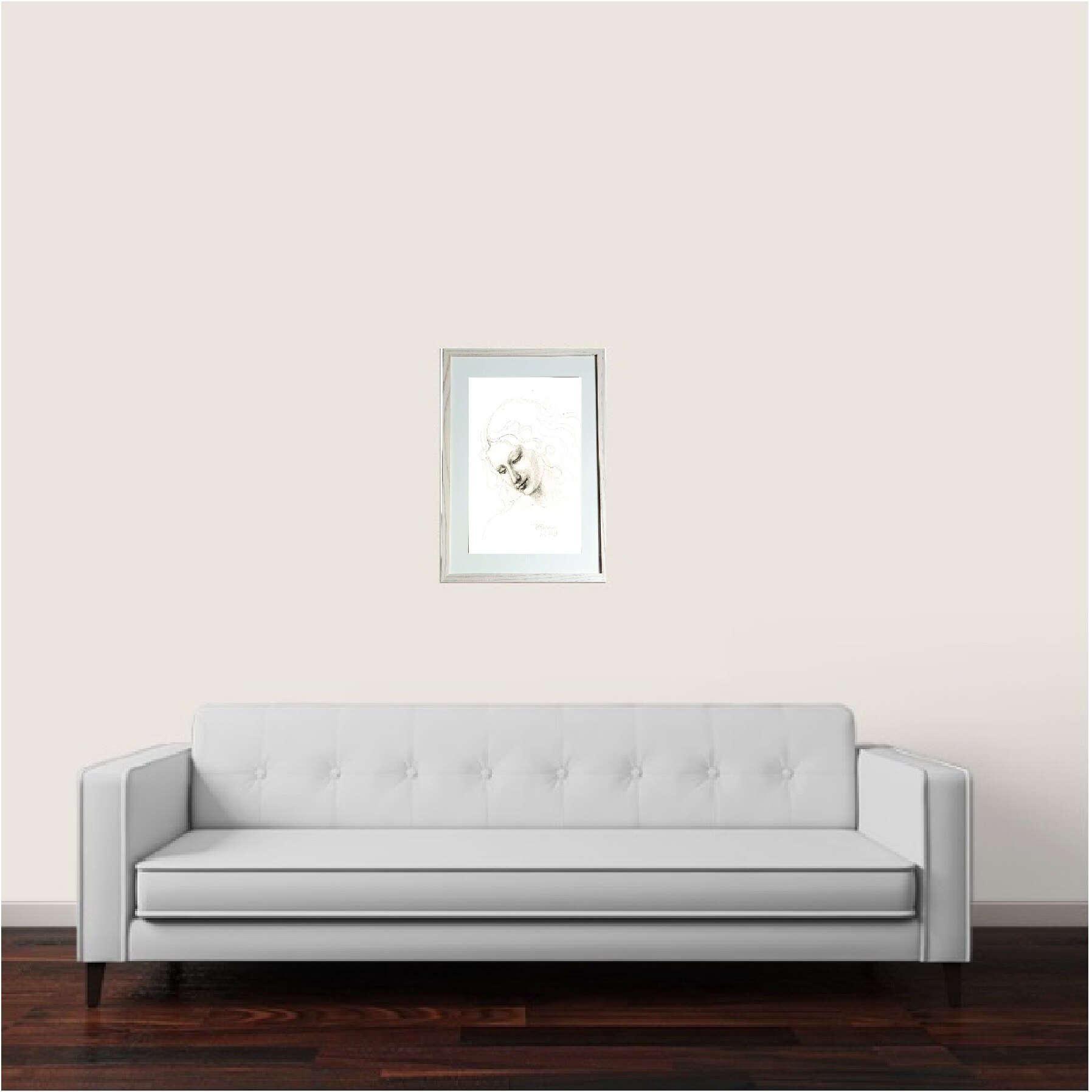 Festmény, Angyali jelenés reneszánsz stílusban, széngrafika papíron ...