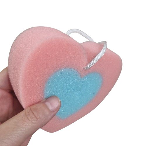 Burete de baie, model inima, roz si albastru, 11.5 x 10 cm - eMAG.ro