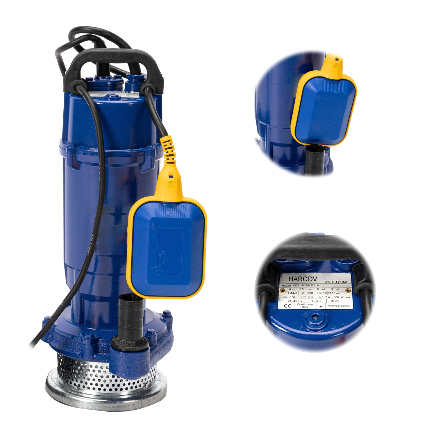 Pompa submersibila apa curata cu plutitor Harcov QDX-16-F, 370W, 3000 l/h - eMAG.ro