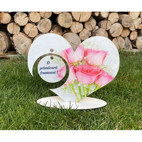 Inima din lemn, imprimate uv, model 9 - eMAG.ro