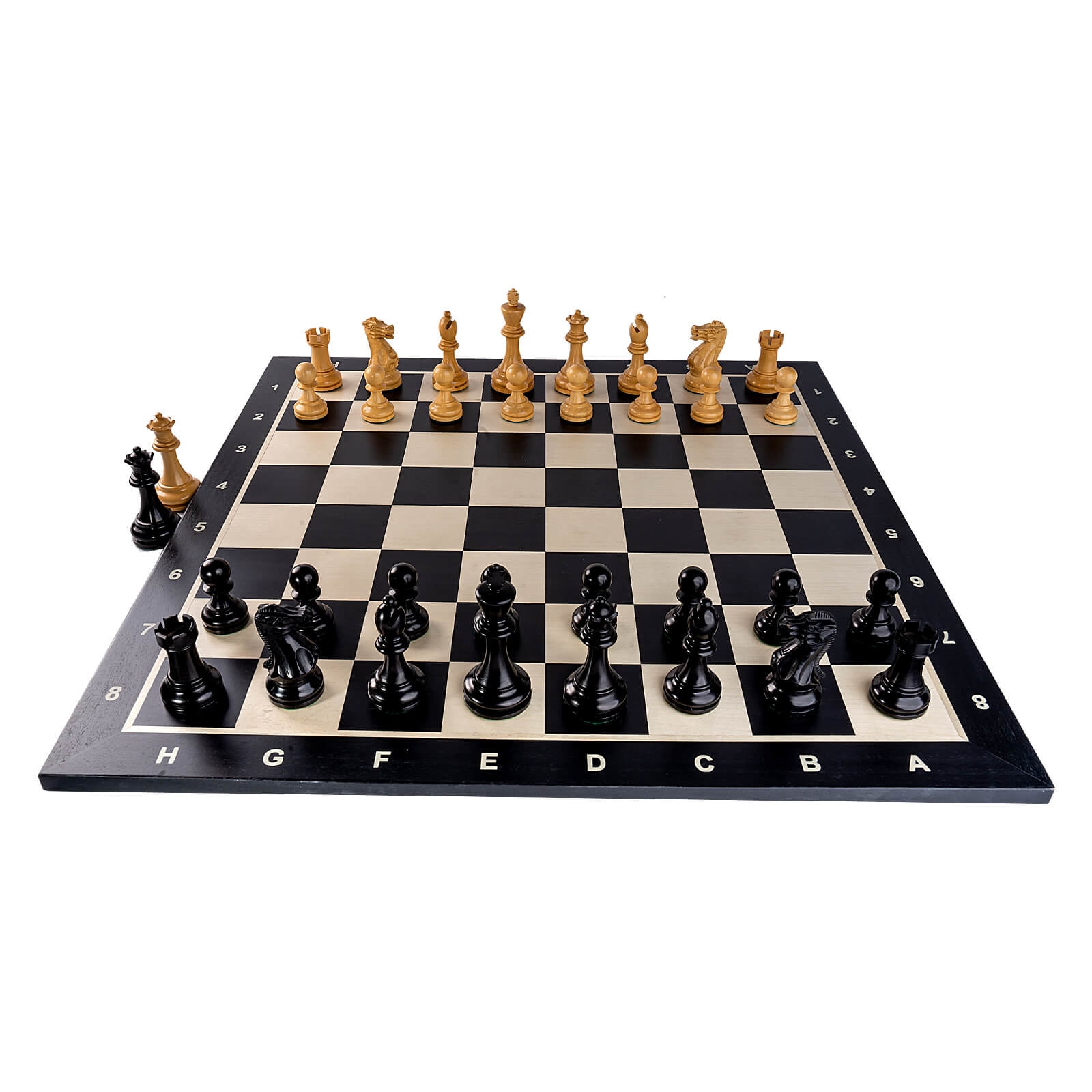 Set Sah- piese lemn Staunton 6 New Executive Black cu tabla lemn Artar ...