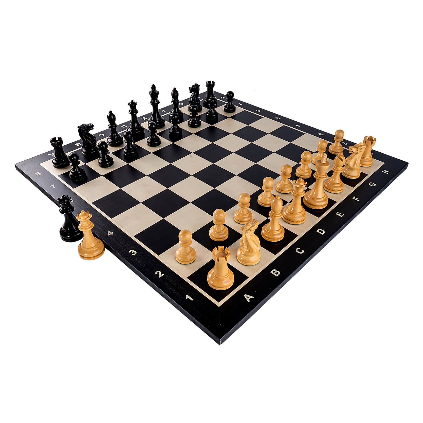 Set Sah- piese lemn Staunton 6 New Executive Black cu tabla lemn Artar ...