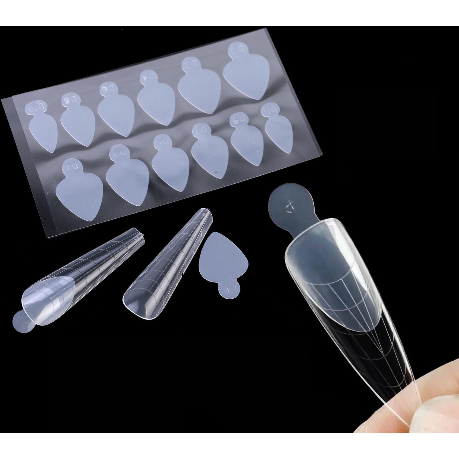 Set Tipsuri Unghii mixte 4 forme 192buc, paduri din silicon pentru ...