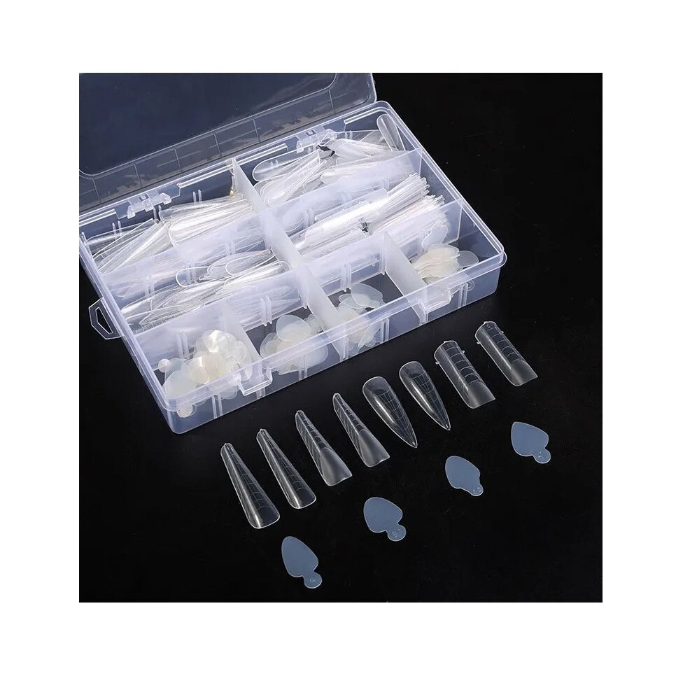 Set Tipsuri Unghii mixte 4 forme 192buc, paduri din silicon pentru ...