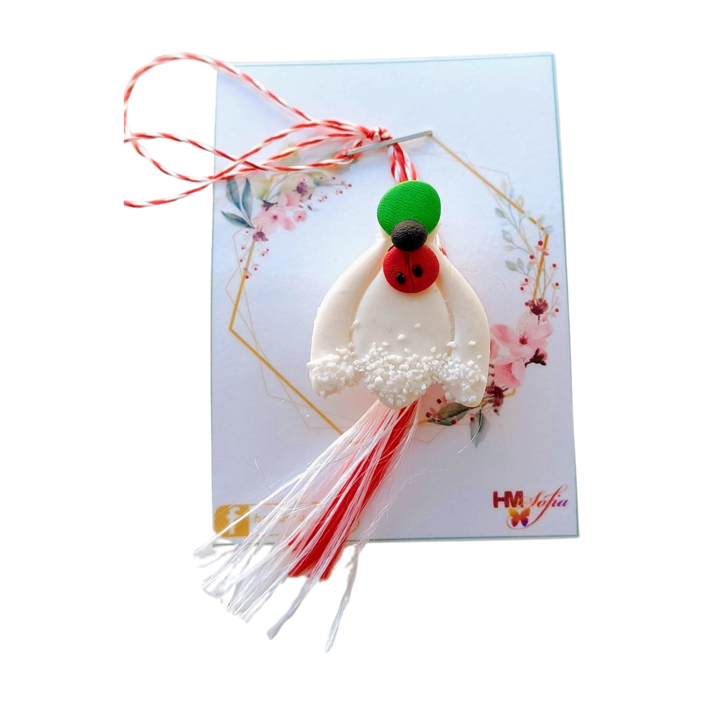 Martisor handmade, Ghiocelul cules din zapada, model traditional, cu ac ...