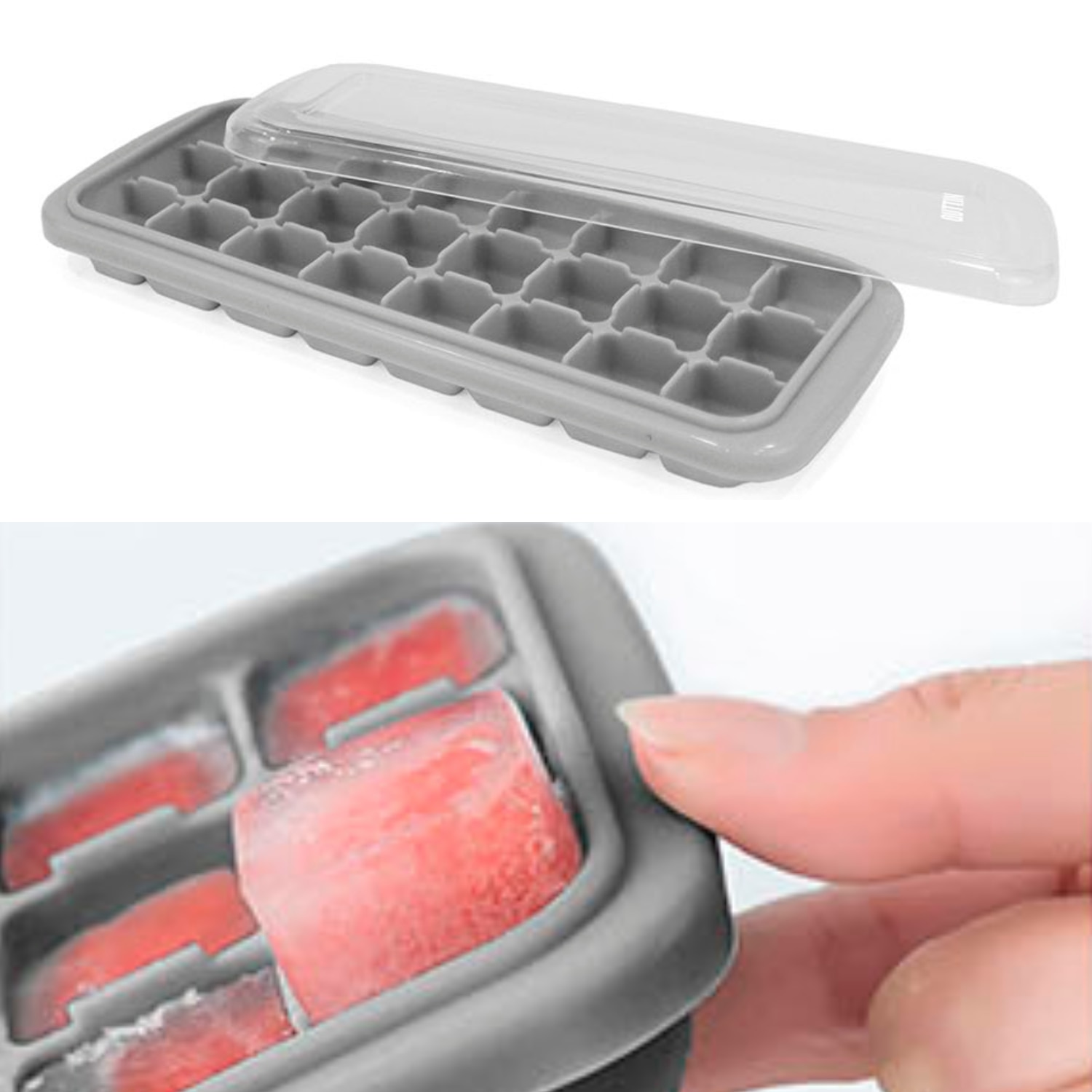 Forma silicon flexibil 24 cuburi gheata, cu capac, 24x10x2, 5 cm ...