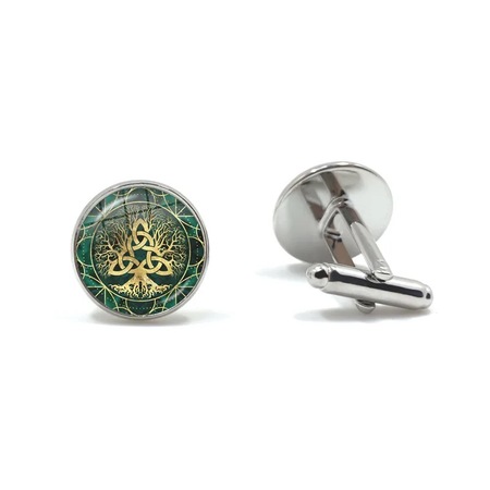 Butoni camasa, model copacul vietii, culoare verde jad, 17mm - eMAG.ro