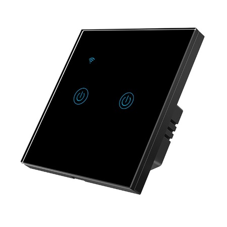 Intrerupator inteligent dublu cu touch Brius™, Wi-Fi, cu nul, sticla ...