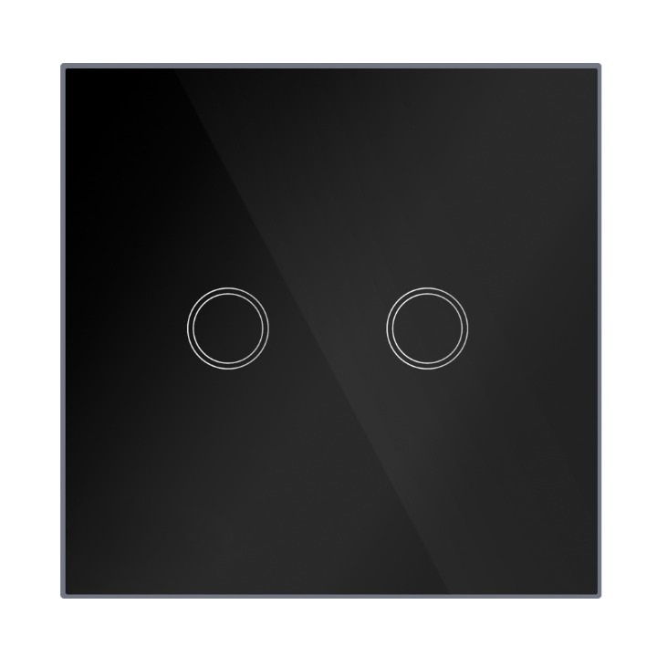 Intrerupator dublu cu touch Brius™, cu nul, sticla securizata, ignifug ...