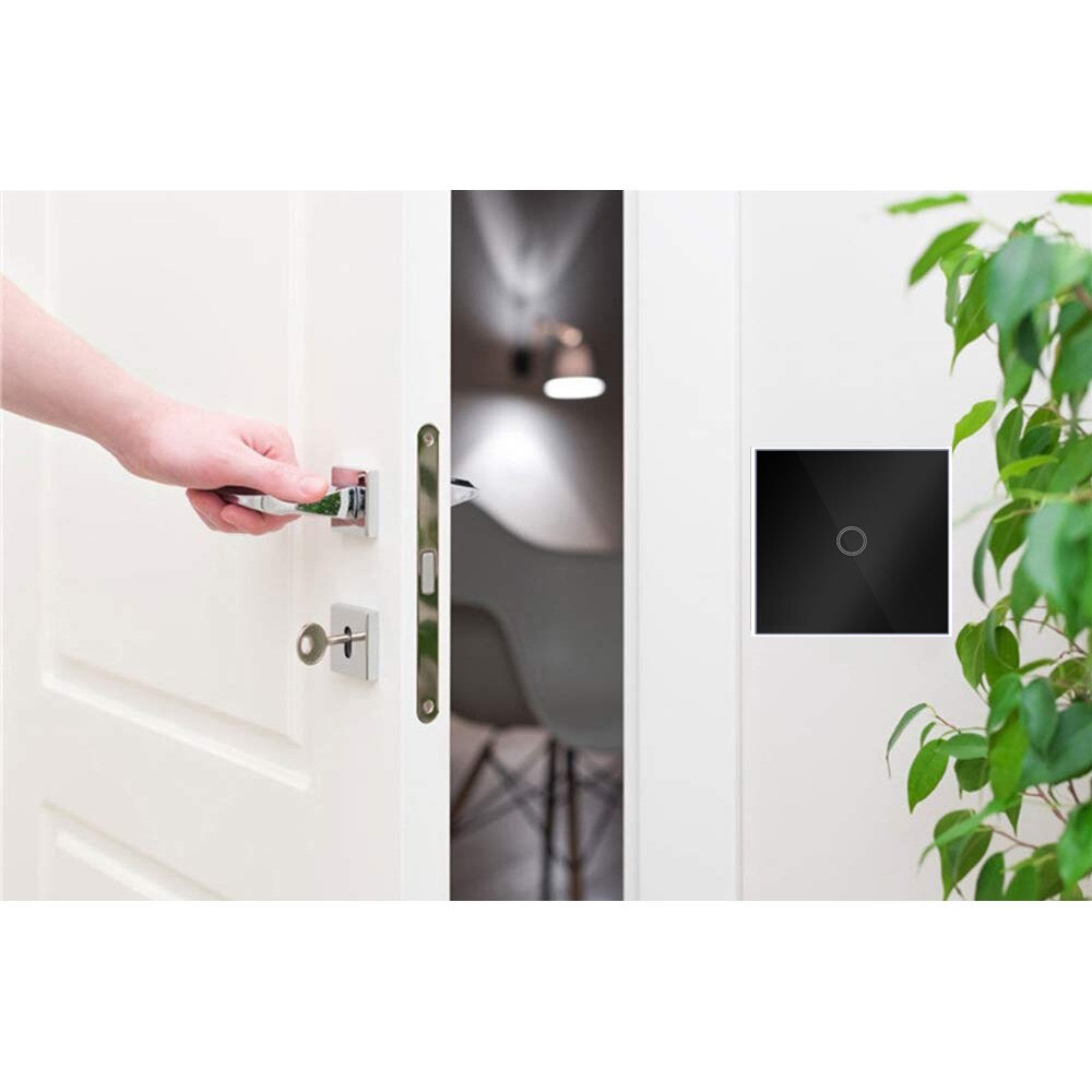 Intrerupator simplu cu touch Brius™, cu nul, sticla securizata, ignifug ...