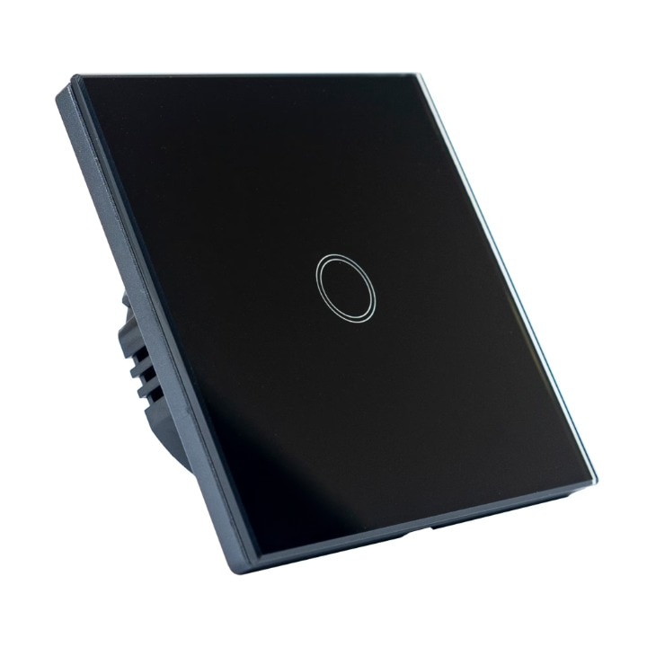 Intrerupator simplu cu touch Brius™, cu nul, sticla securizata, ignifug ...