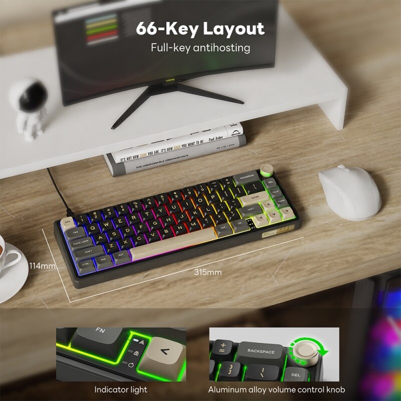 Tastatura mecanica gaming Royal Kludge, 65 taste, hotswap, RGB ...