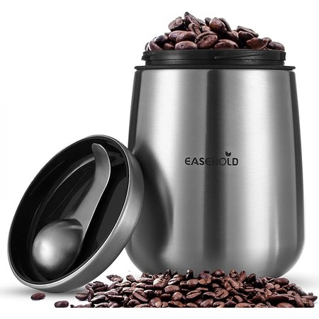 Recipient pentru cafea EASEHOLD, 500 g, otel inoxidabil, cu lingura ...