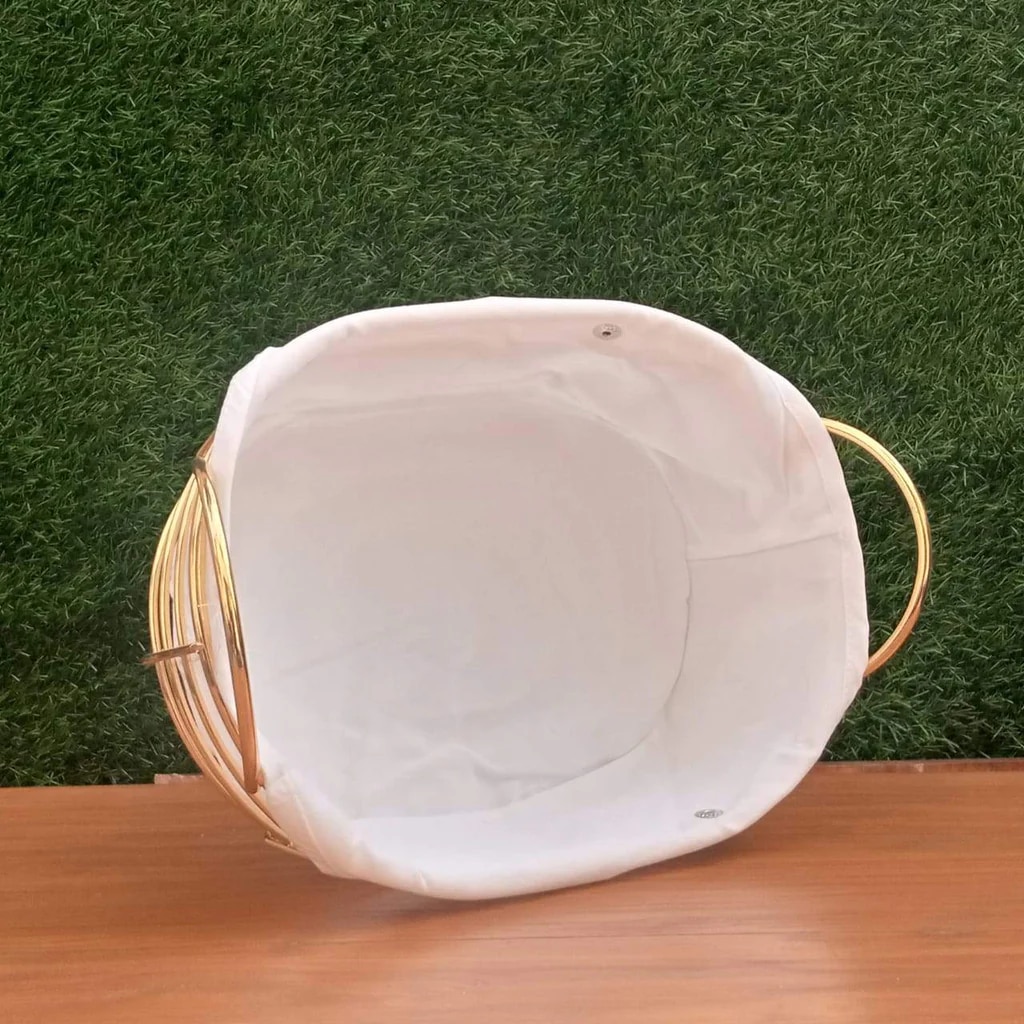 Cos paine, metalic, oval cu husa detasabila textila, 26X19cm, auriu ...