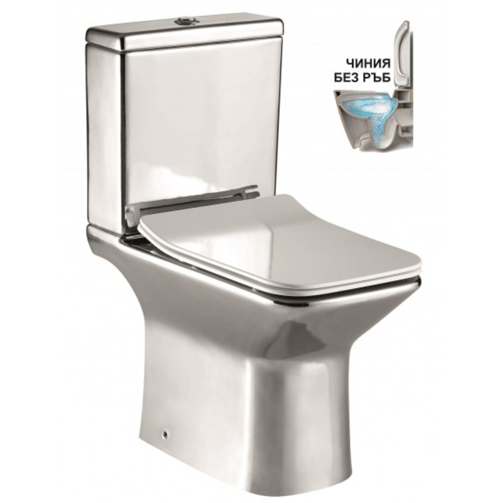 Тоалетна чиния моноблок Inter Ceramic ICC 7737 CHROME, Rimless(без ръб ...