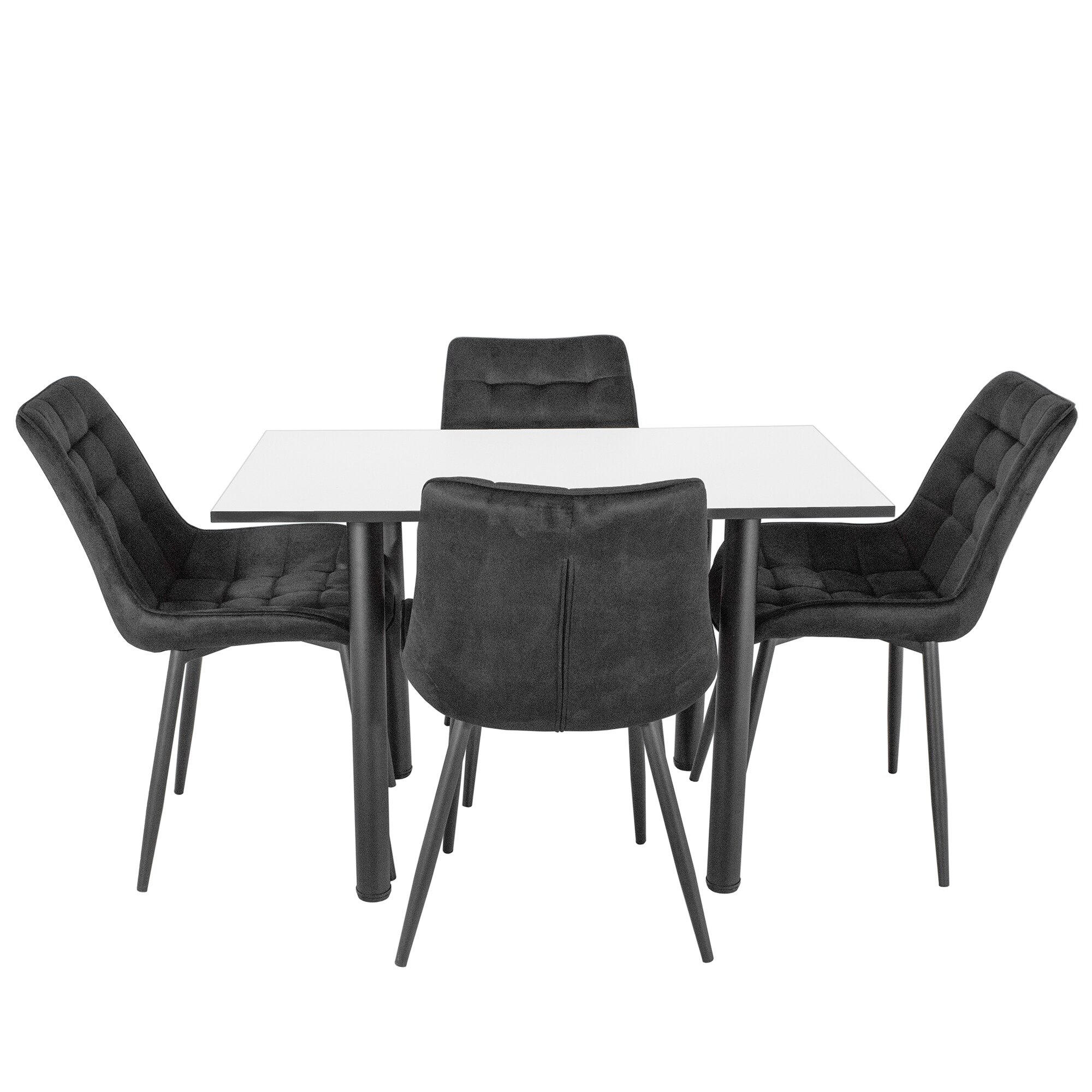 Set masa cu 4 scaune Osaka negru, DENVER, blat pal alb, cant abs negru ...