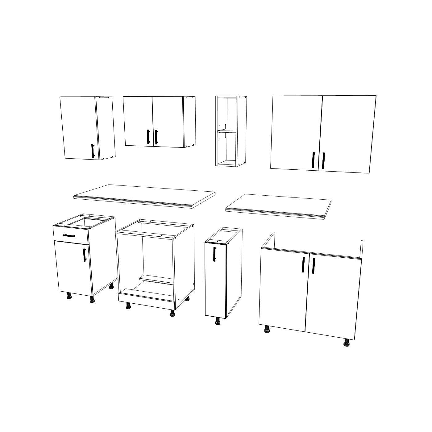 Set Bucatarie haaus Karo V11, Stejar Sonoma Inchis/Alb, Blat Thermo 28 ...