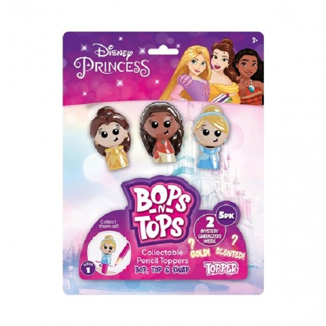 Set 5 figurine−toppere de colectie − Printese Disney, Bop n Tops, 4 cm ...
