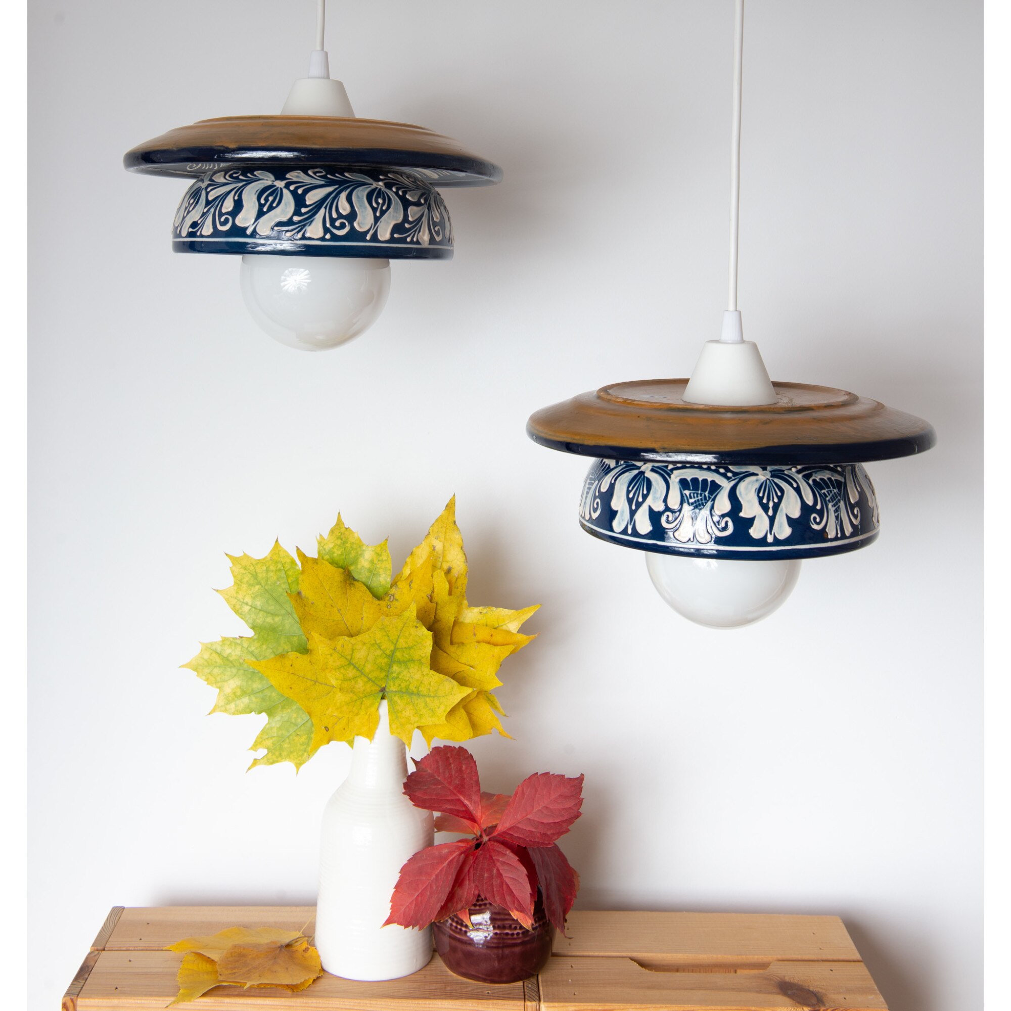 Deco Republic полилей "Roots - 2 сини Strachini" E27, 2x60W, автентична ...