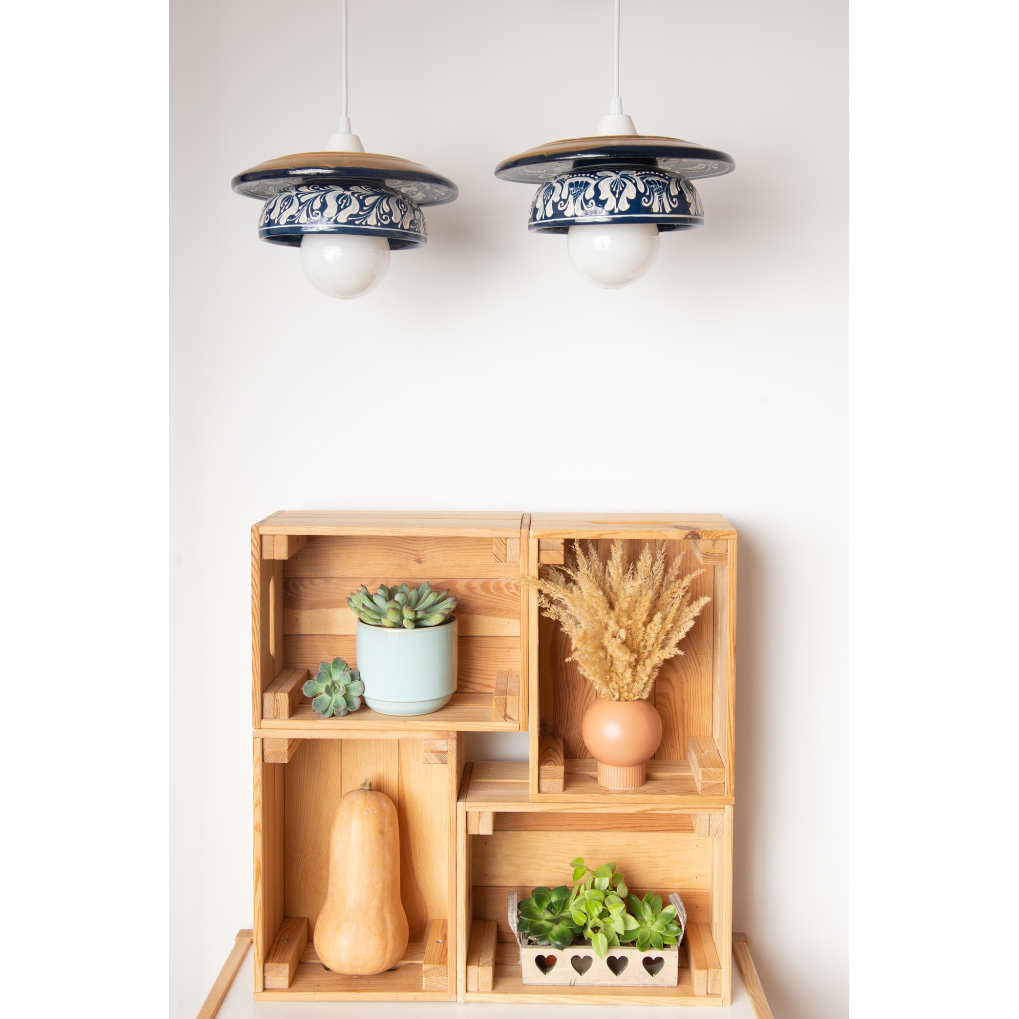 Deco Republic полилей "Roots - 2 сини Strachini" E27, 2x60W, автентична ...