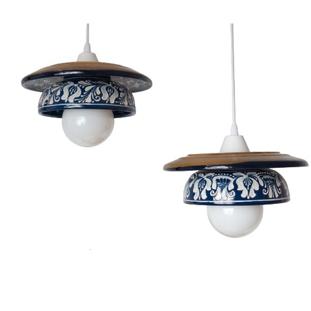 Deco Republic полилей "Roots - 2 сини Strachini" E27, 2x60W, автентична ...