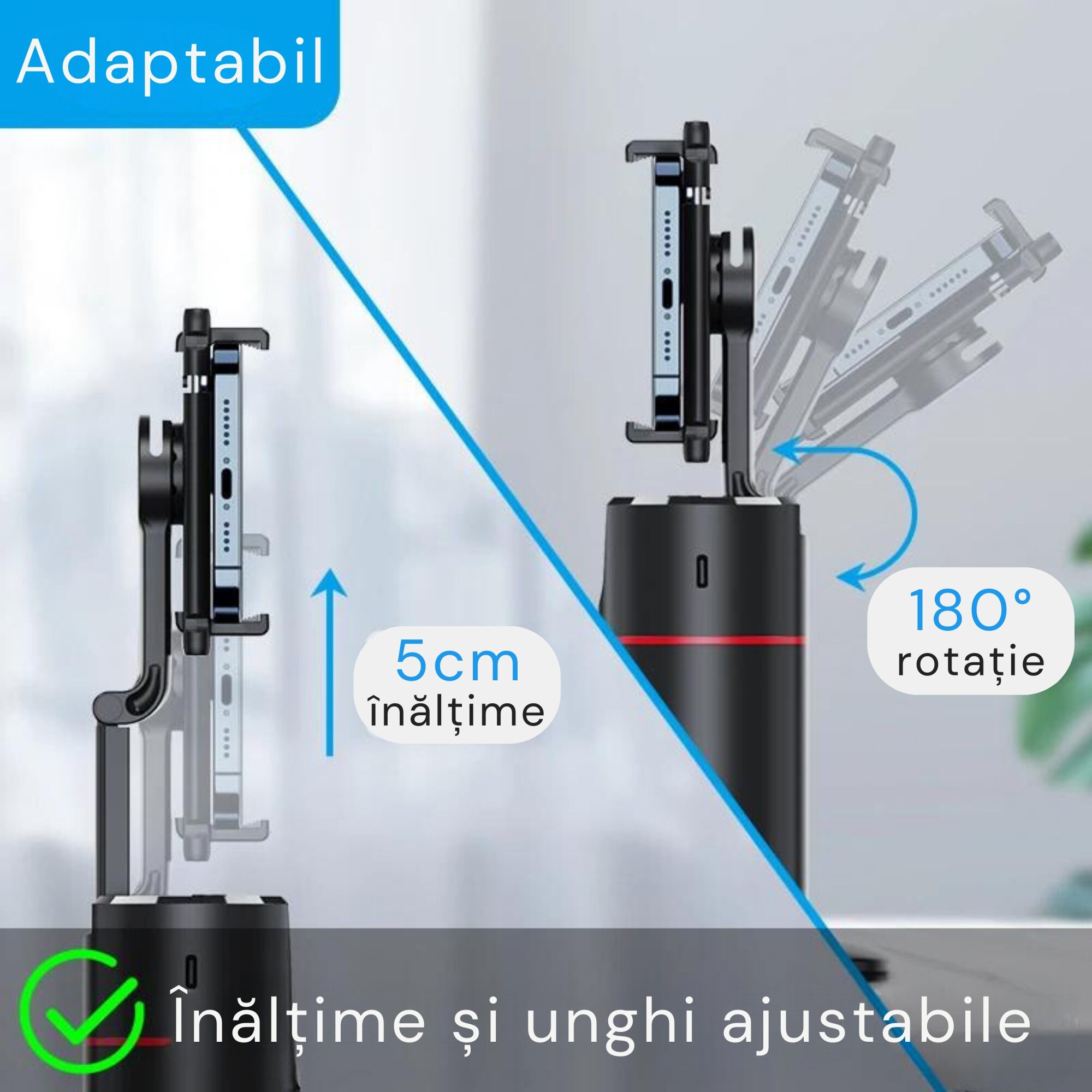 Suport pentru telefon, cu urmarire automata a fetei, controlul prin ...