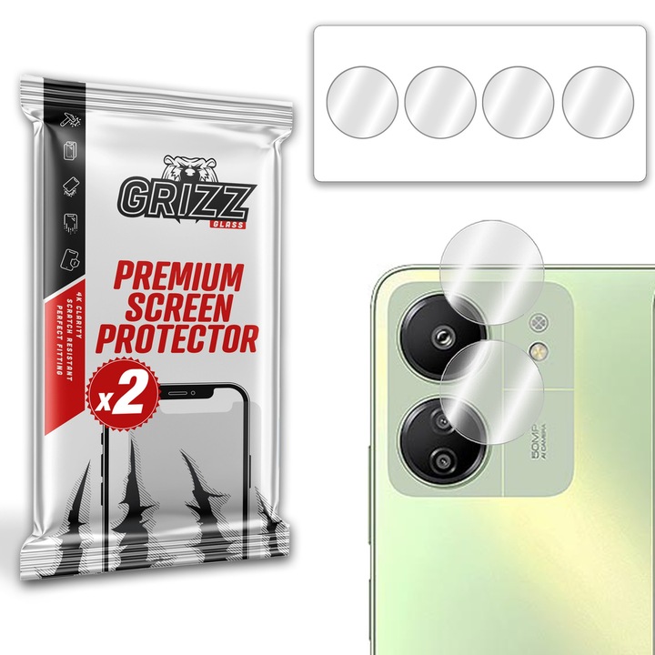 Set 2 folii de protectie camera telefon, Grizz Glass, Compatibil cu ...
