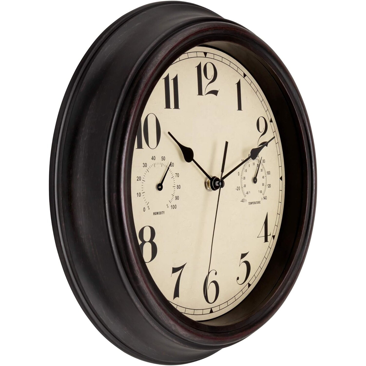 Ceas de perete vintage Foxtop, impermeabil, termometru si higrometru ...