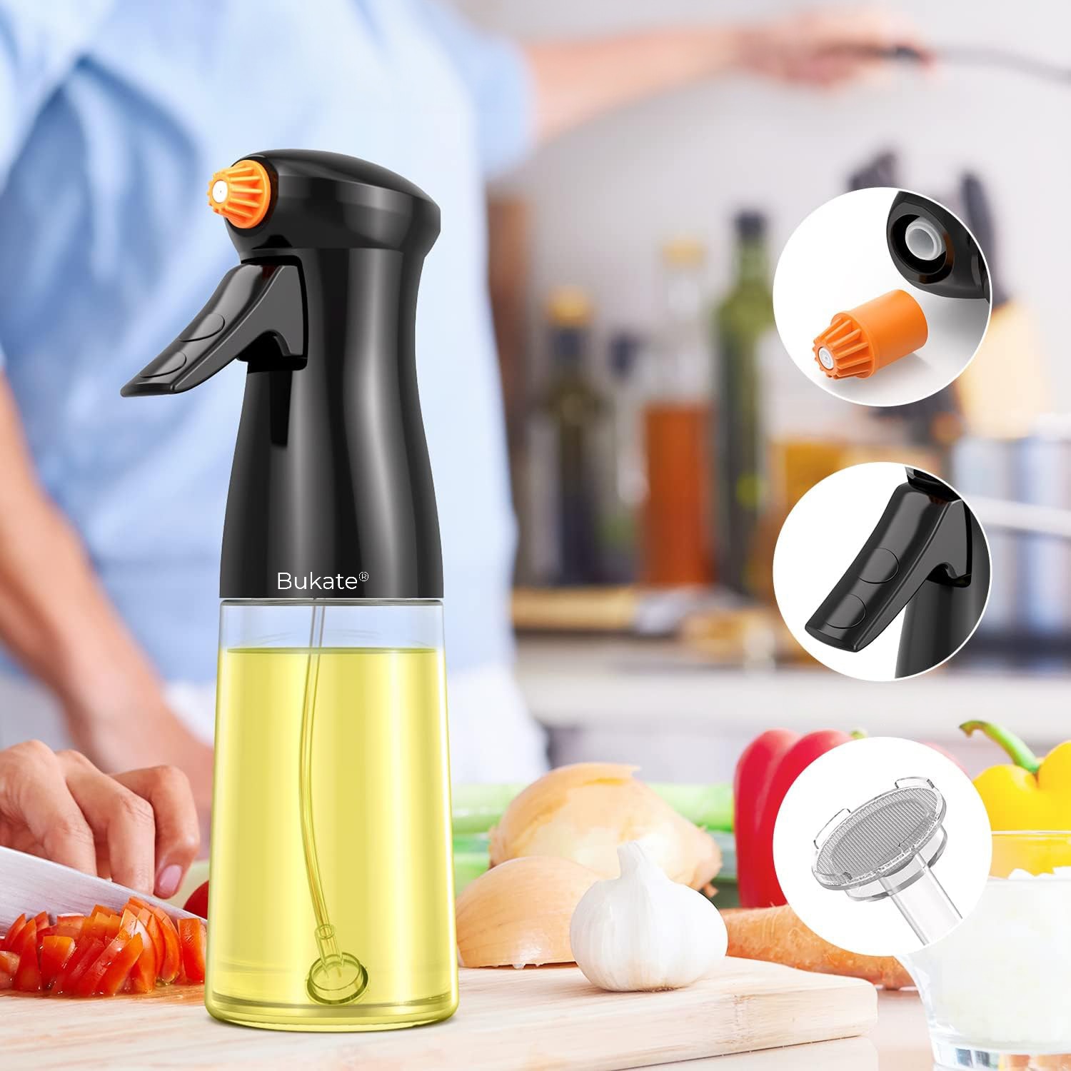 Sticla de Spray Ulei de 200ml, Recipient Transparent, 2 Duze ...