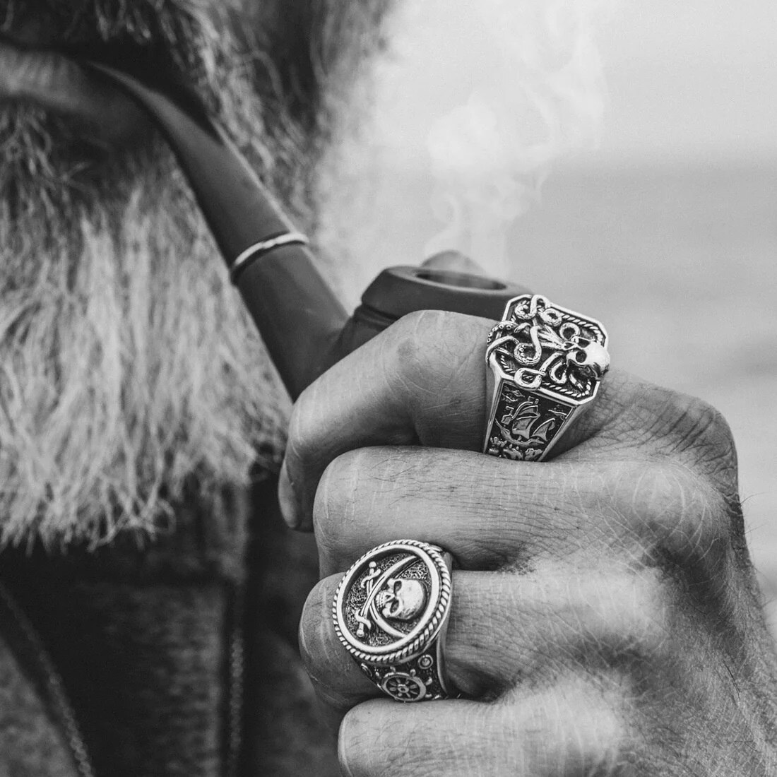 Inel barbati Craniu/Skull Sparrow otel inoxidabil marime 10US \ Dual ...