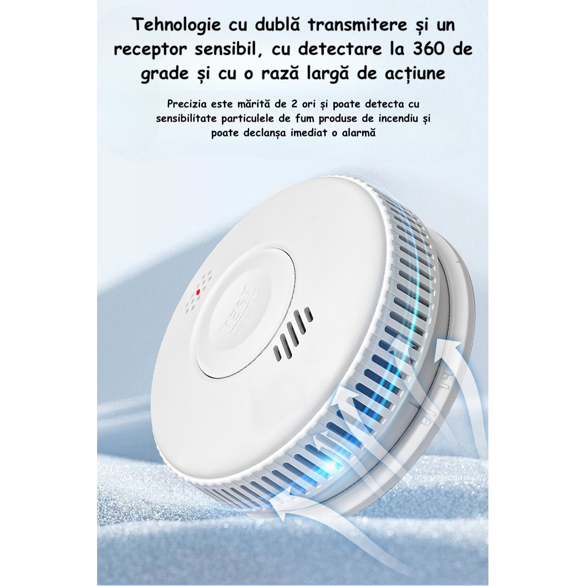 Detector de Fum ambrasmart Wireless pe Baterii, Aplicatie Tuya, Autonom ...