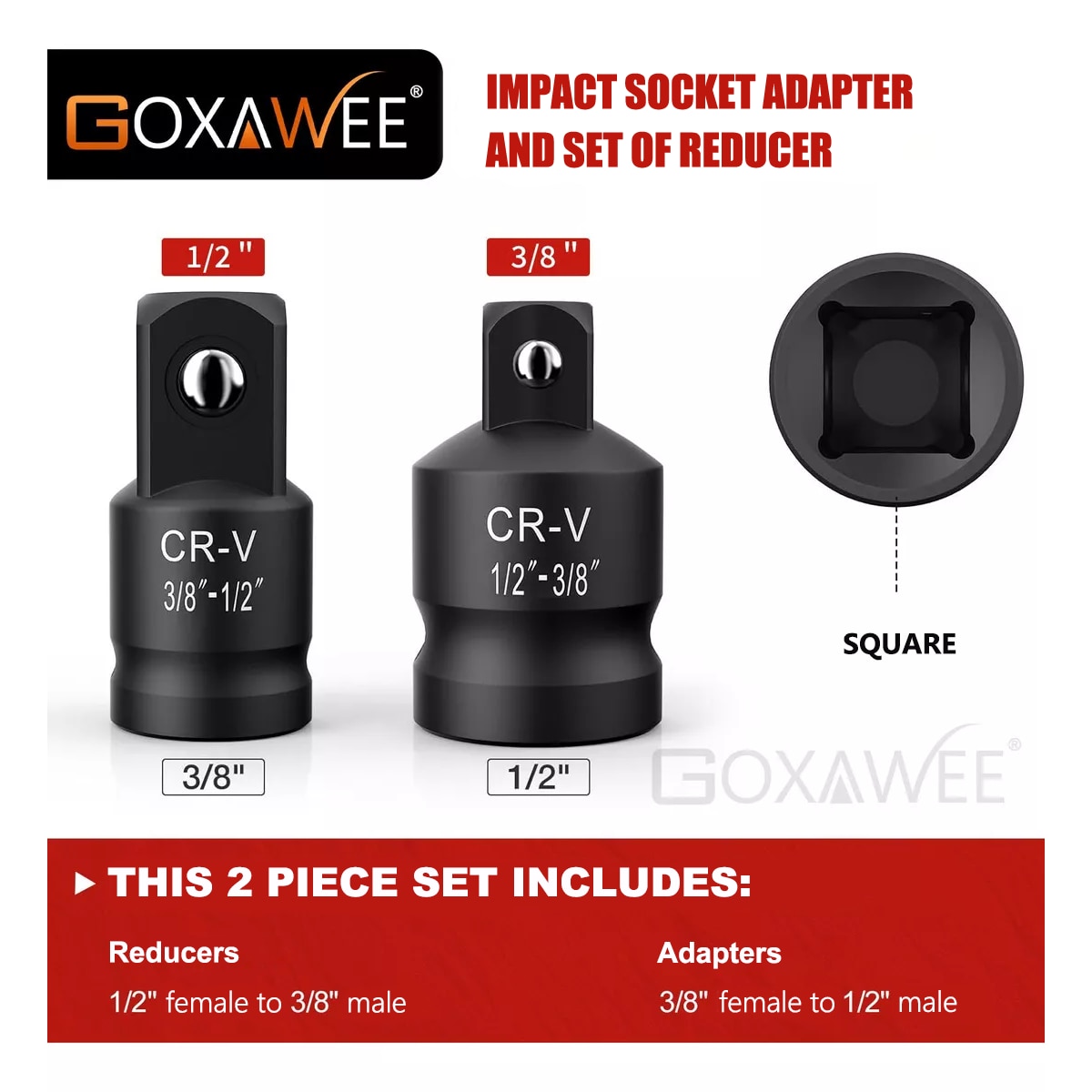 Set de 6 adaptoare chei impact, GOXAWEE, G5249, CR-MO 3/4"-1/2", 1/2 ...