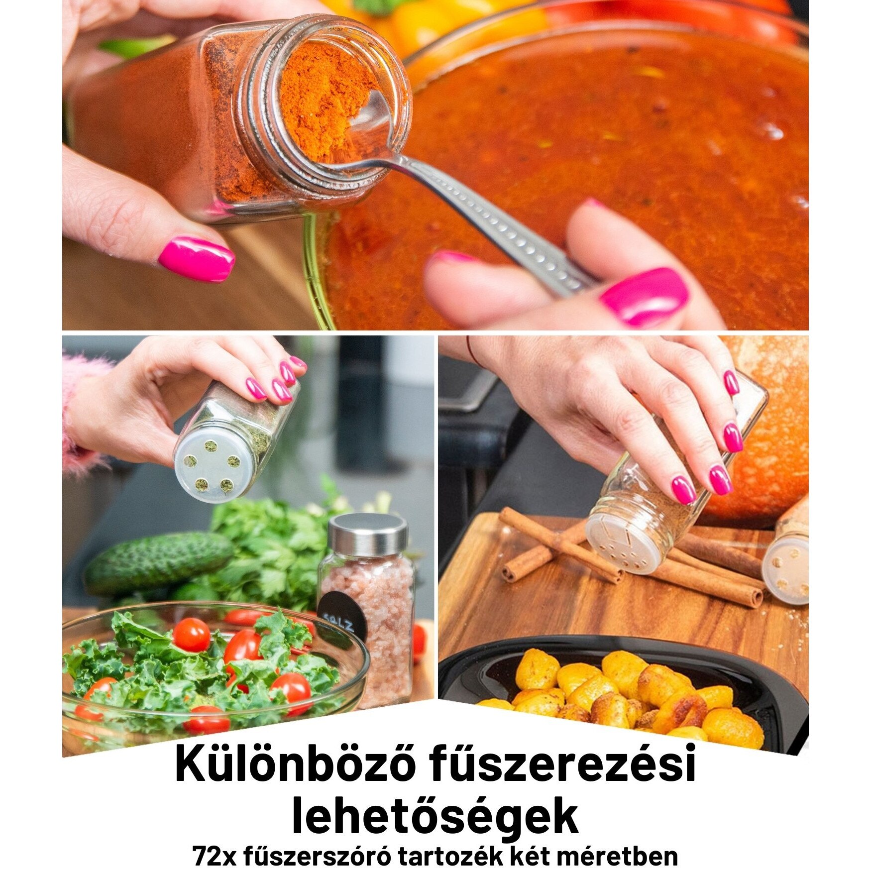 Set de borcane de condimente Deco Haus 36 de piese cu capac din bambus ...