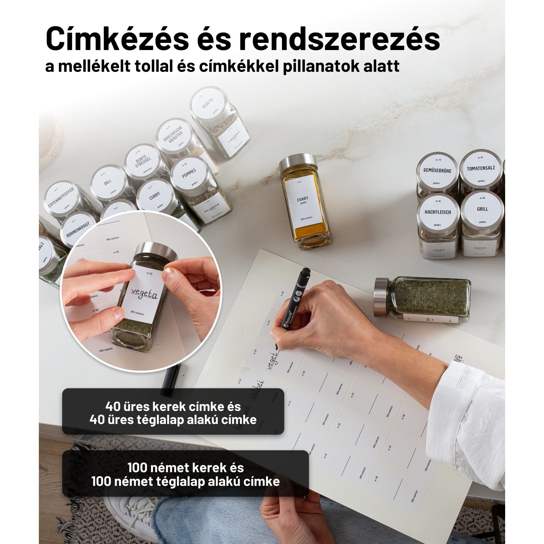 Set de borcane de condimente Deco Haus din 24 de piese cu capac din ...