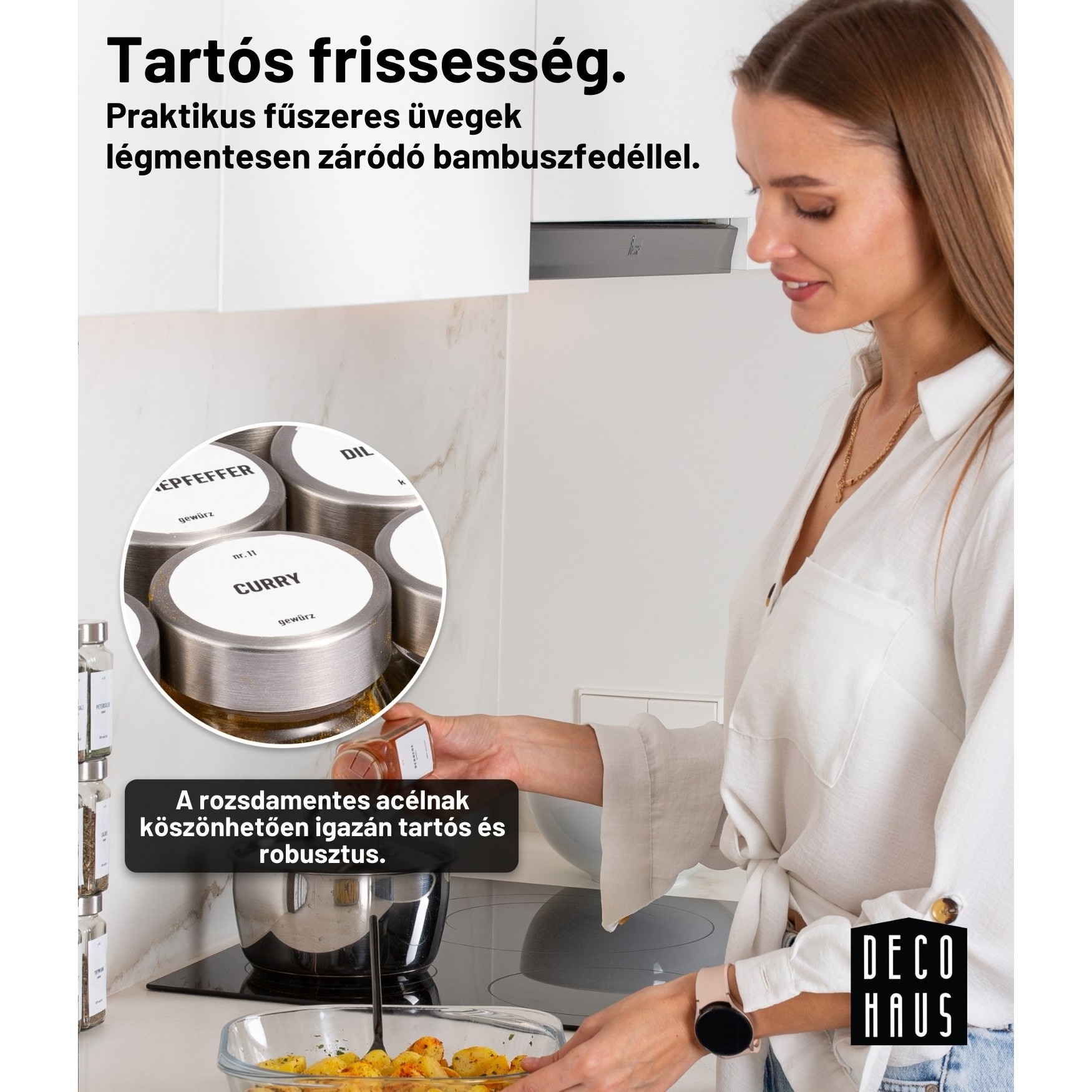 Set de borcane de condimente Deco Haus din 24 de piese cu capac din ...