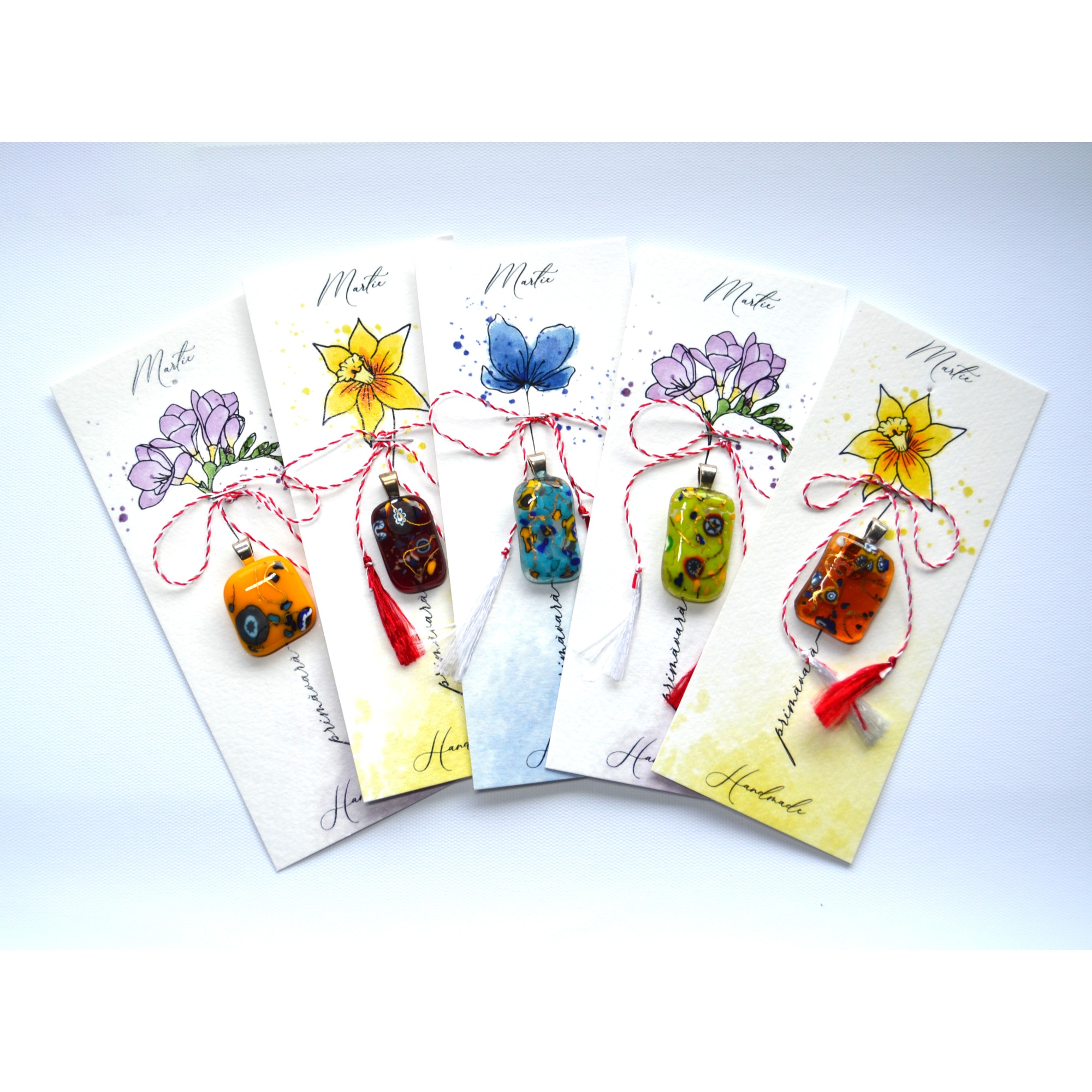 Set 10 Martisoare Traditionale - Cutie de Primavara Pandantiv Murano ...