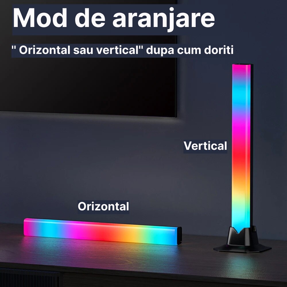 Set 2 Lampi Led RGB Youndra®, Lumini Inteligente, TV Ambient, Wi-Fi si ...