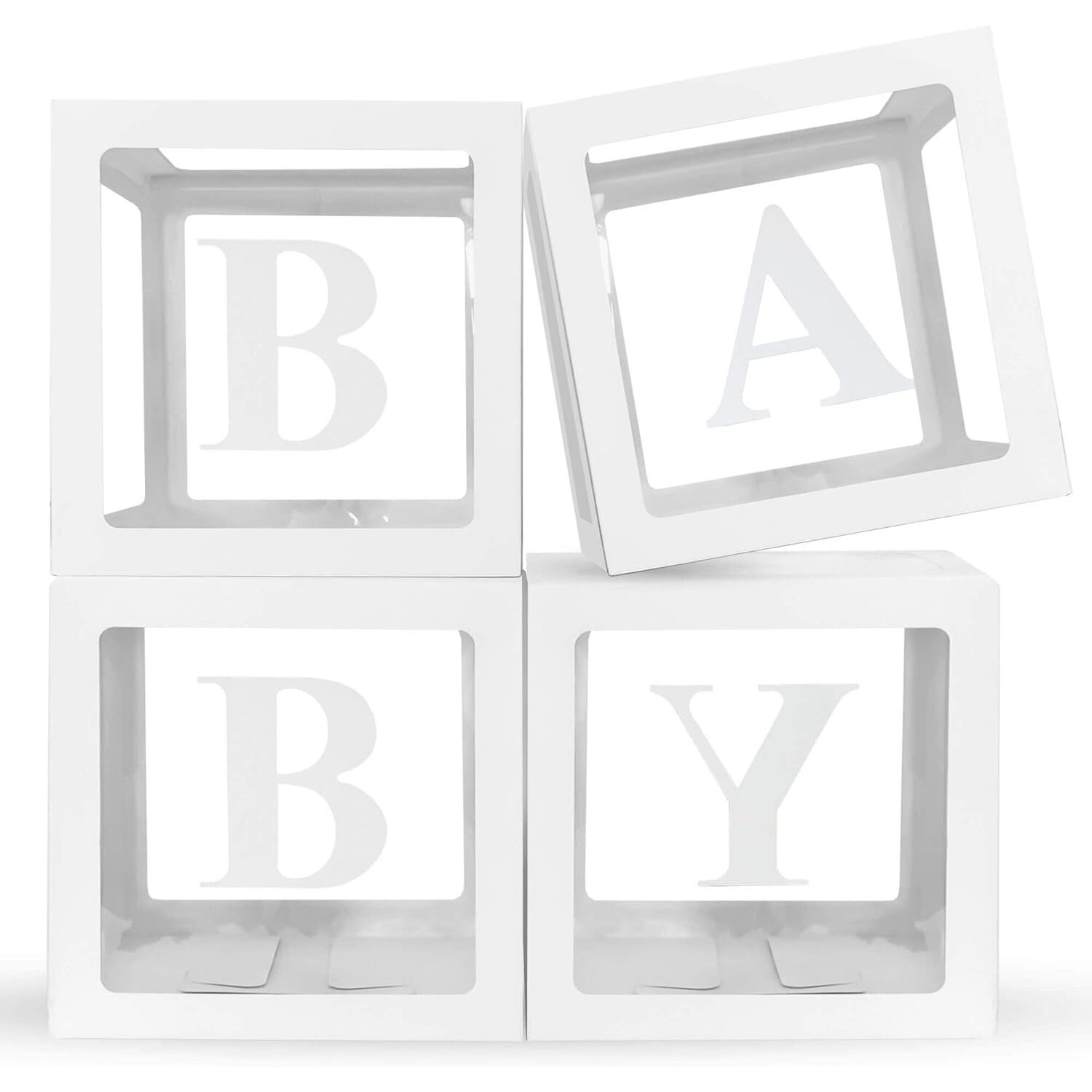 Set 4 cuburi transparente, Baby, pentru decoruri, 30x30 cm, Alb, Carton ...