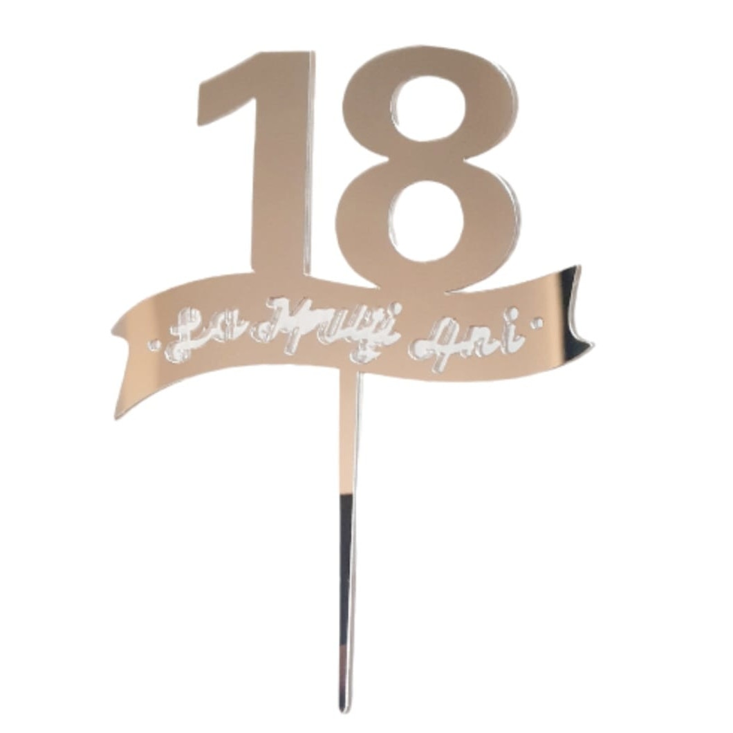 Topper pentru tort, La multi ani, 18 ani argintiu, Party Shop - eMAG.ro
