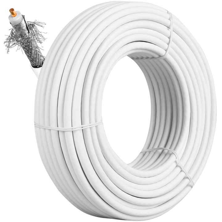 Cablu TV coaxial Libox® PCC102-20, Cupru, 75 Ohmi, lungime 20 m, Alb ...