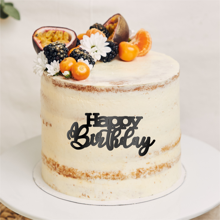 Topper tort Happy Birthday, Inedit Print, TC964, Negru, 10 cm - eMAG.ro